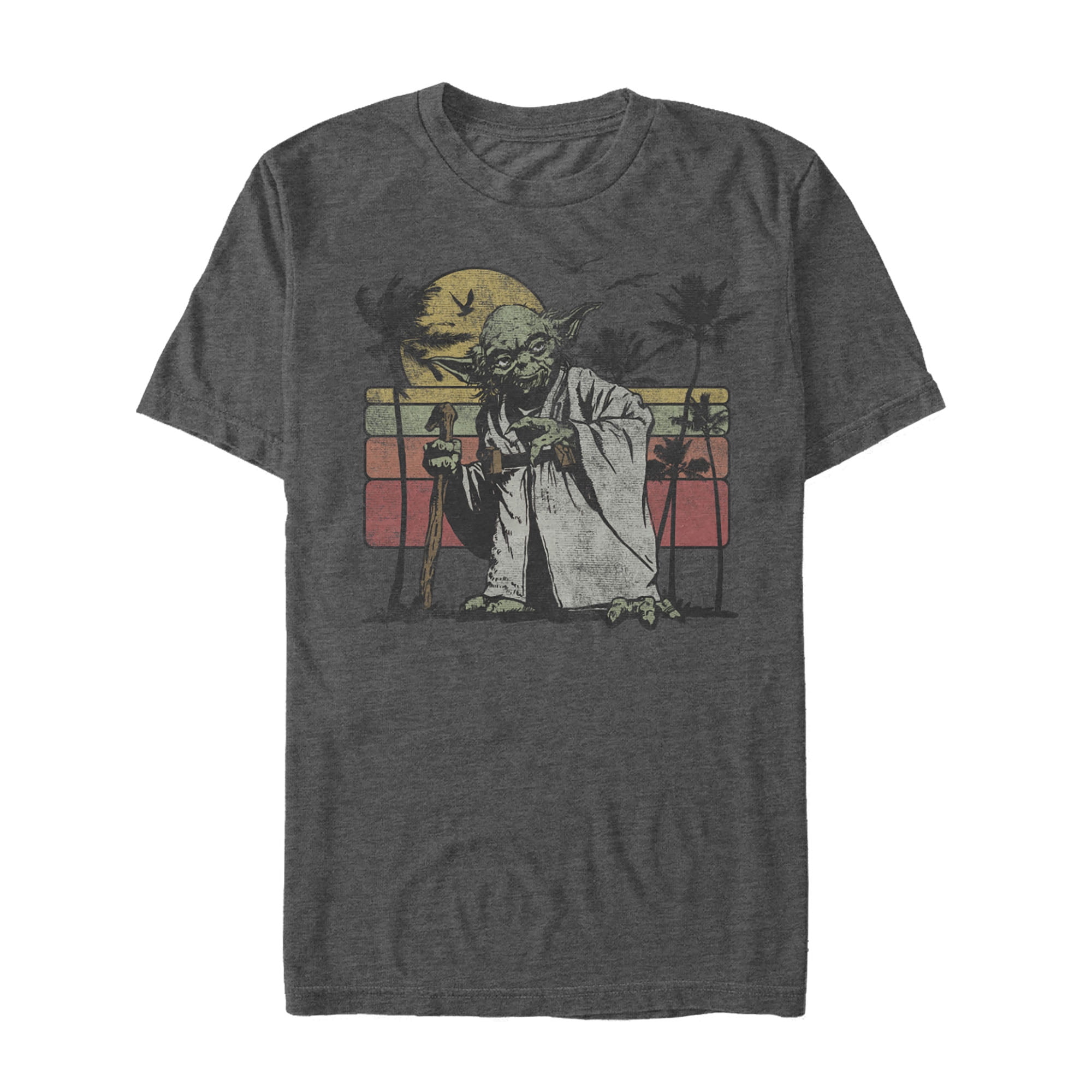 Men's Star Wars Tropical Yoda Stripe Graphic Tee Charcoal Heather X ...