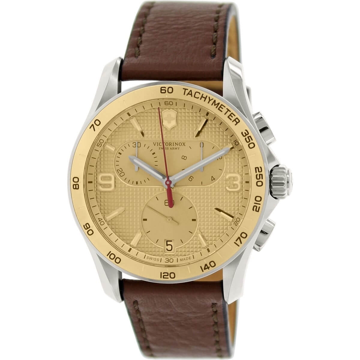 Victorinox Mens Chrono Classic - Brown Leather Strap - Gold-Tone Dial ...