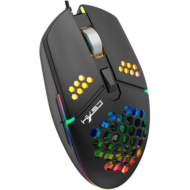 Wired Gaming Mouse Lightweight Honeycomb Design with Fan RGB Backlit ...