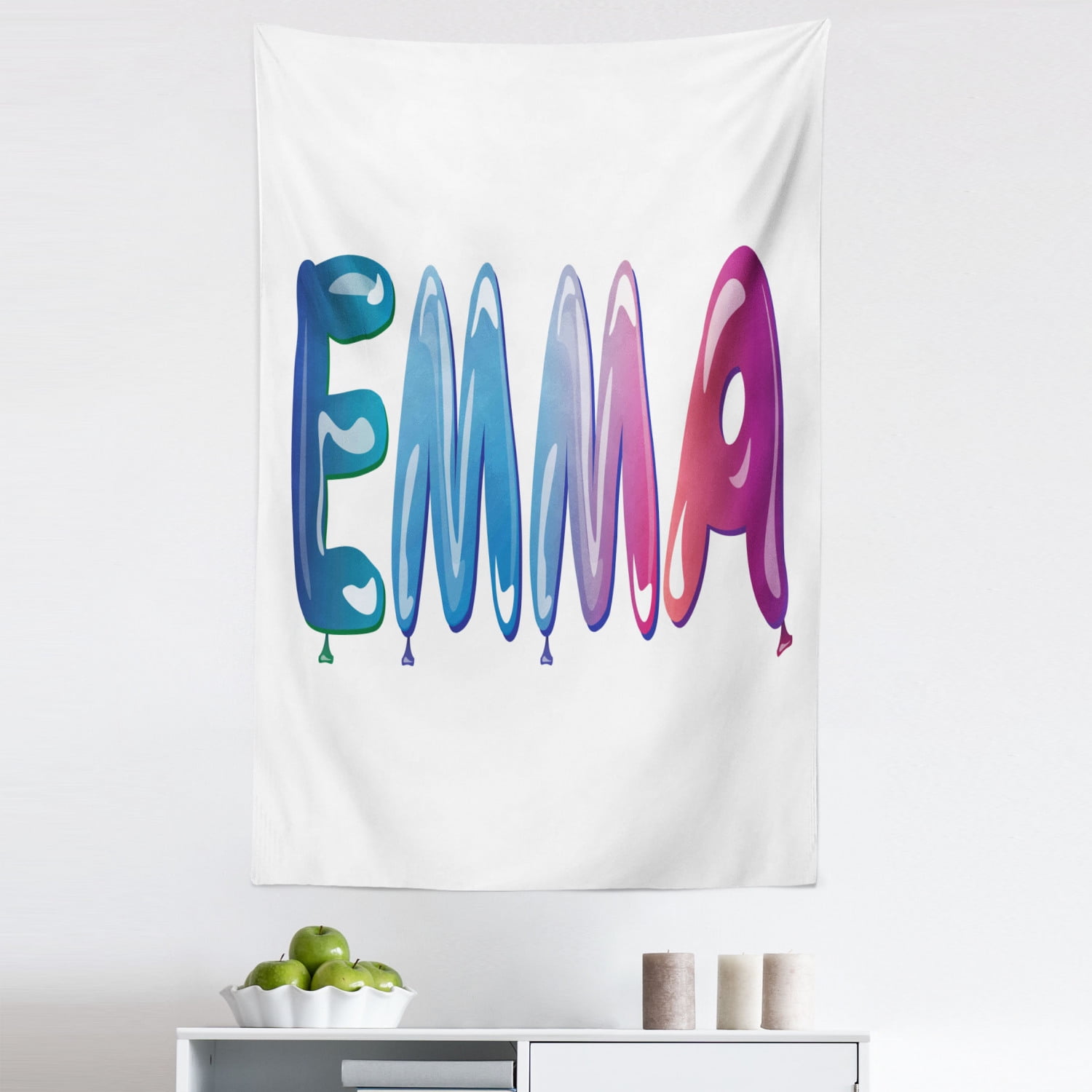 Emma Tapestry, Feminine Girl Name Design with Ornate Balloons ...