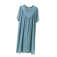 SOOMLON Plus Size Nightgowns for Women Pleated Sleep Dress Crew Neck ...