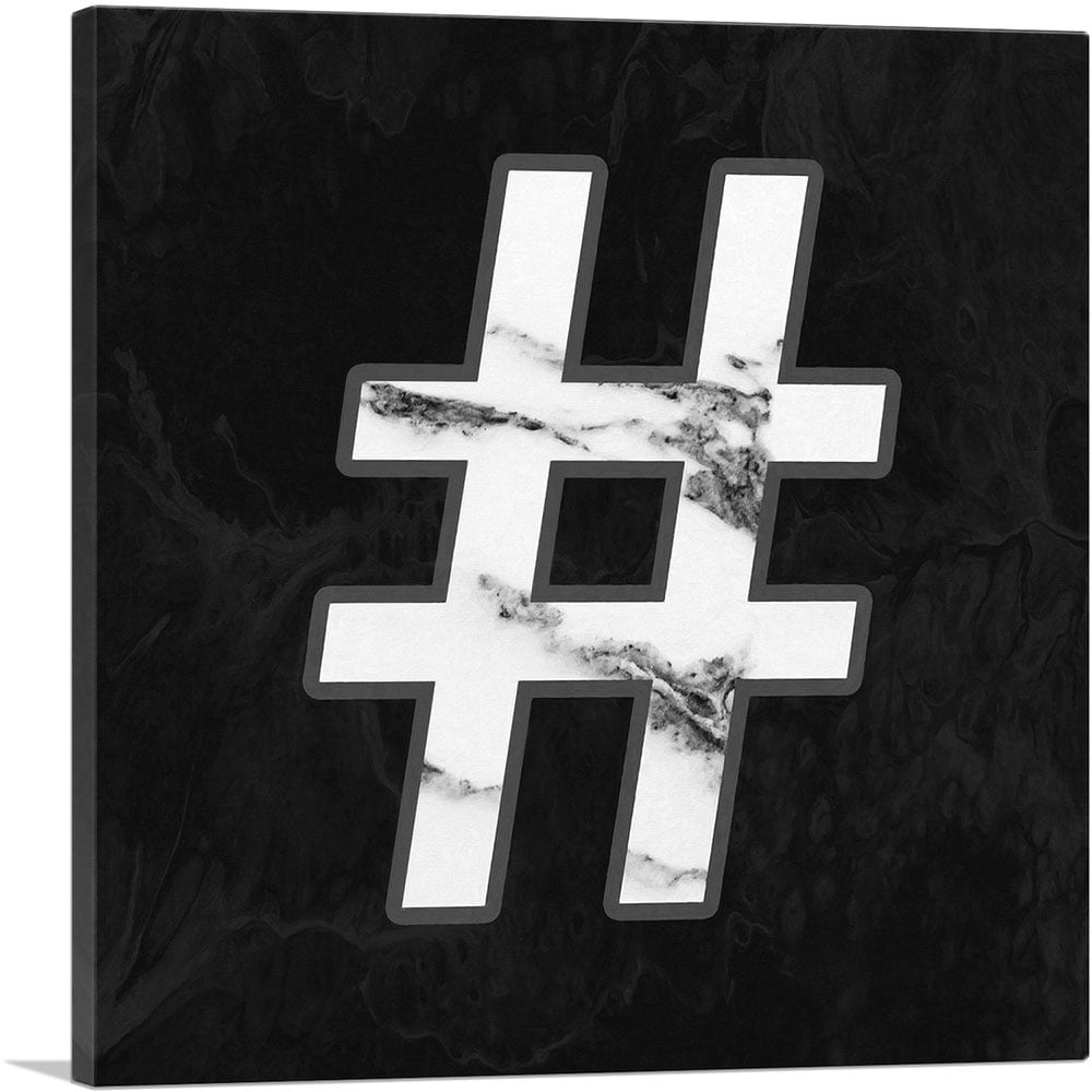 ARTCANVAS Classy Black White Marble Alphabet Number Sign Hash Tag Pound ...