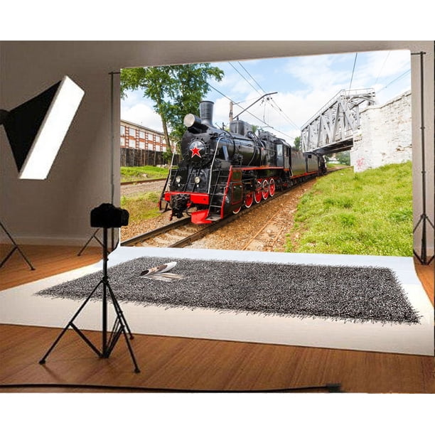 MOHome 7x5ft Old Locomotive Backdrop Ancient Train Railroad Tracks ...