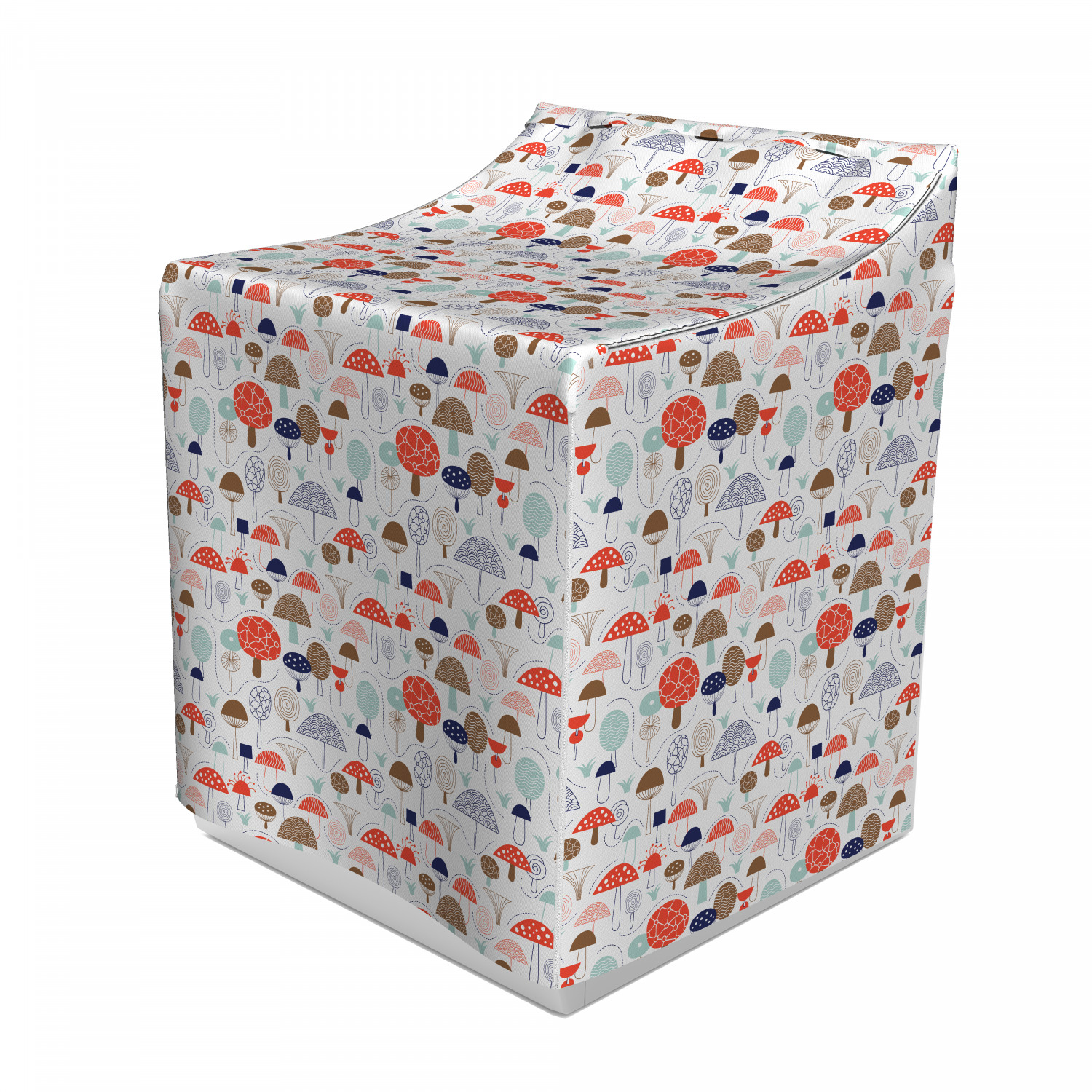 Cartoon Washer Cover, Sketch Style Simplistic Hand Drawn Trees and ...