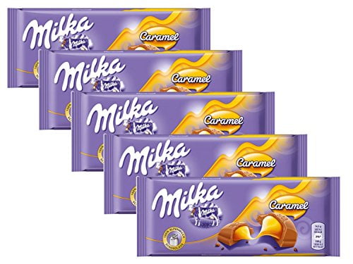Milka Milk Chocolate with Caramel Filling, 100g (PACK OF 5) - Walmart.com