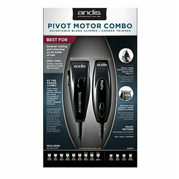Andis 24075 Pivot Motor Clipper/trimmer Combo, Black - Walmart.com ...
