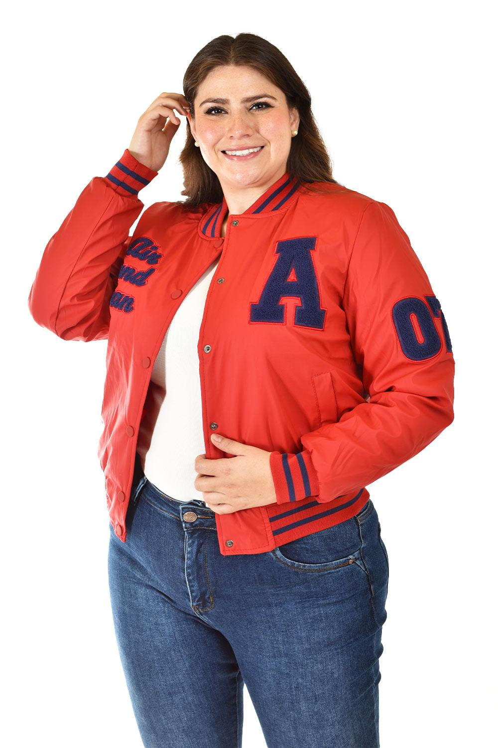 Chamarra universitaria Roman Fashion 7094 Rojo Talla Extra 36 | Bodega ...