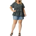 Agnes Orinda Womens Plus Size Blouse Summer Tops V Neck Short Sleeve