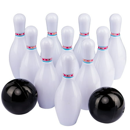 Kids Bowling Play Set 10 Bowling Pins + 2 Bowling Balls Interactive Toy ...