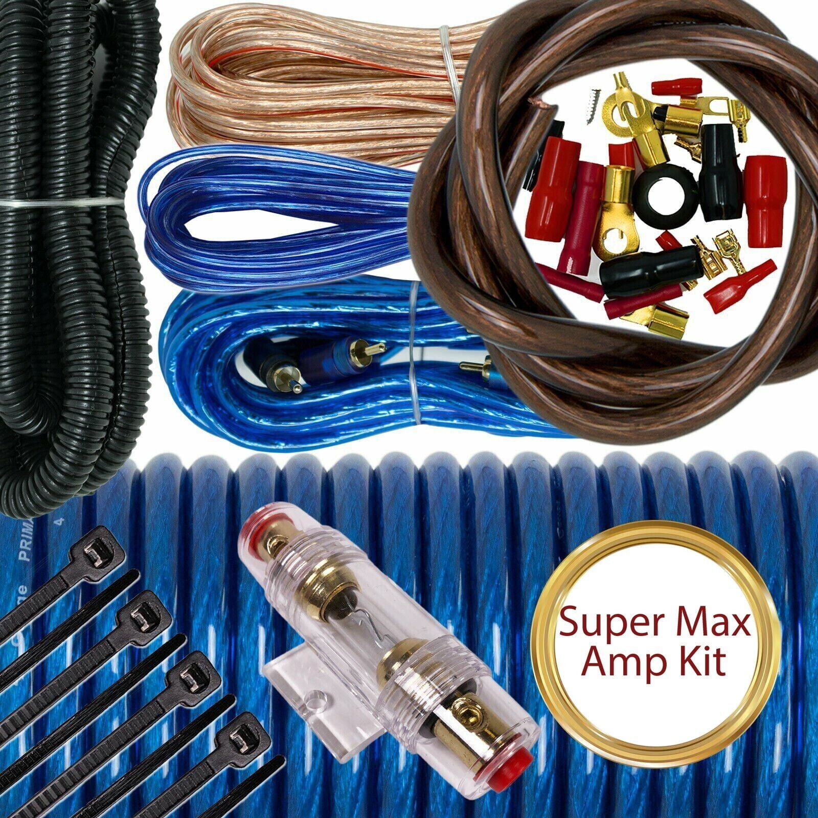 X-Brand True 4 Gauge Amp Kit Amplifier Install Wiring 4 Ga Wire Cable ...