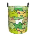 Goofa Cartoon Frog Printed Circular Hamper,Laundry Basket with Handles ...