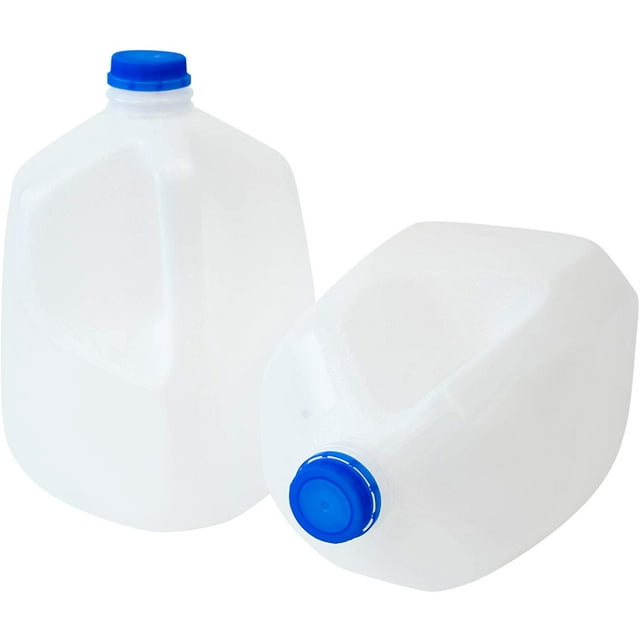 1 Gallon Plastic Jug with Lid for Water, Milk, Juice or Liquids, 2 Pack ...