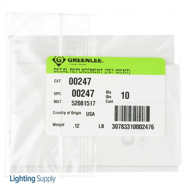Greenlee Decal Replacement 767 Identification (Greenlee-00247 ...
