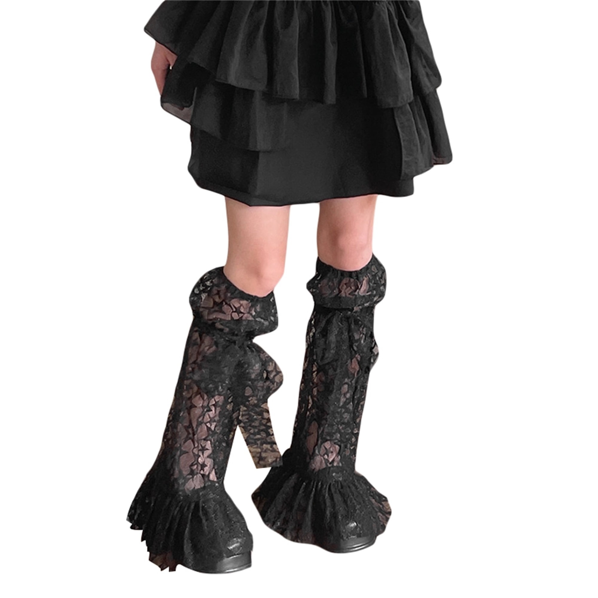 Tsseiatte Womens Lace Leg Warmers Mesh Stars Print Leg Sleeves Lace ...