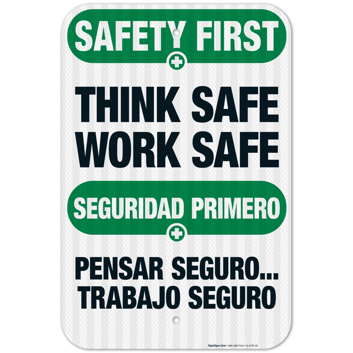 Think Safe Work Safe Bilingual Sign, OSHA Safety First Sign, - Walmart.com