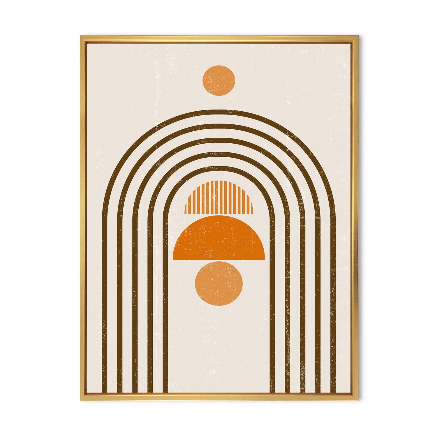 Designart Abstract Rainbow Sun and Moon In Earth Tones IV FLOAT FRAME ...