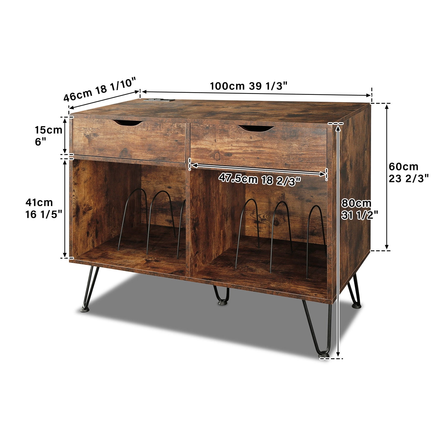 Buy TC-HOMENY Record Player Stand, Double Wide Turntable Stand with ...