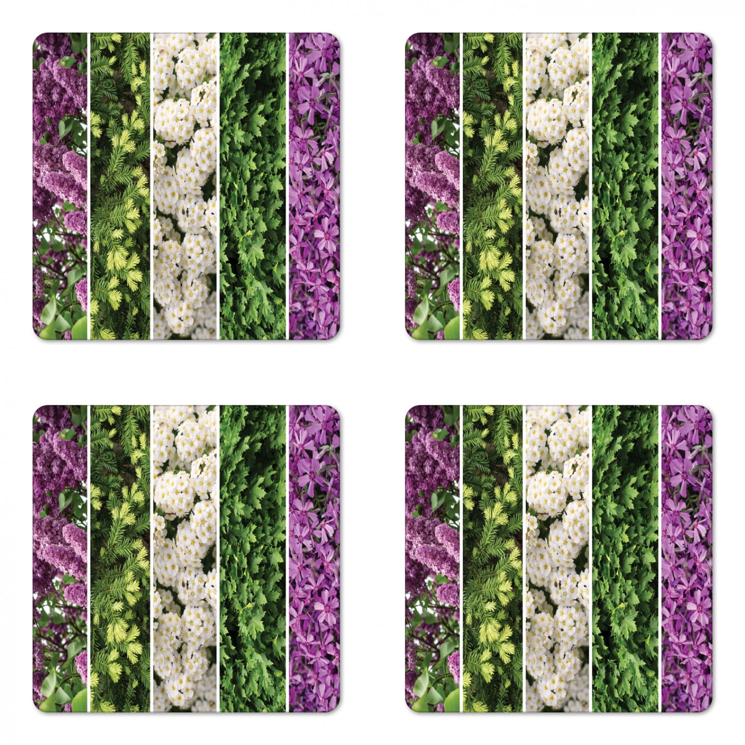 Flower Coaster Set of 4, Collage Mix Diverse Herbs and Blossoming ...