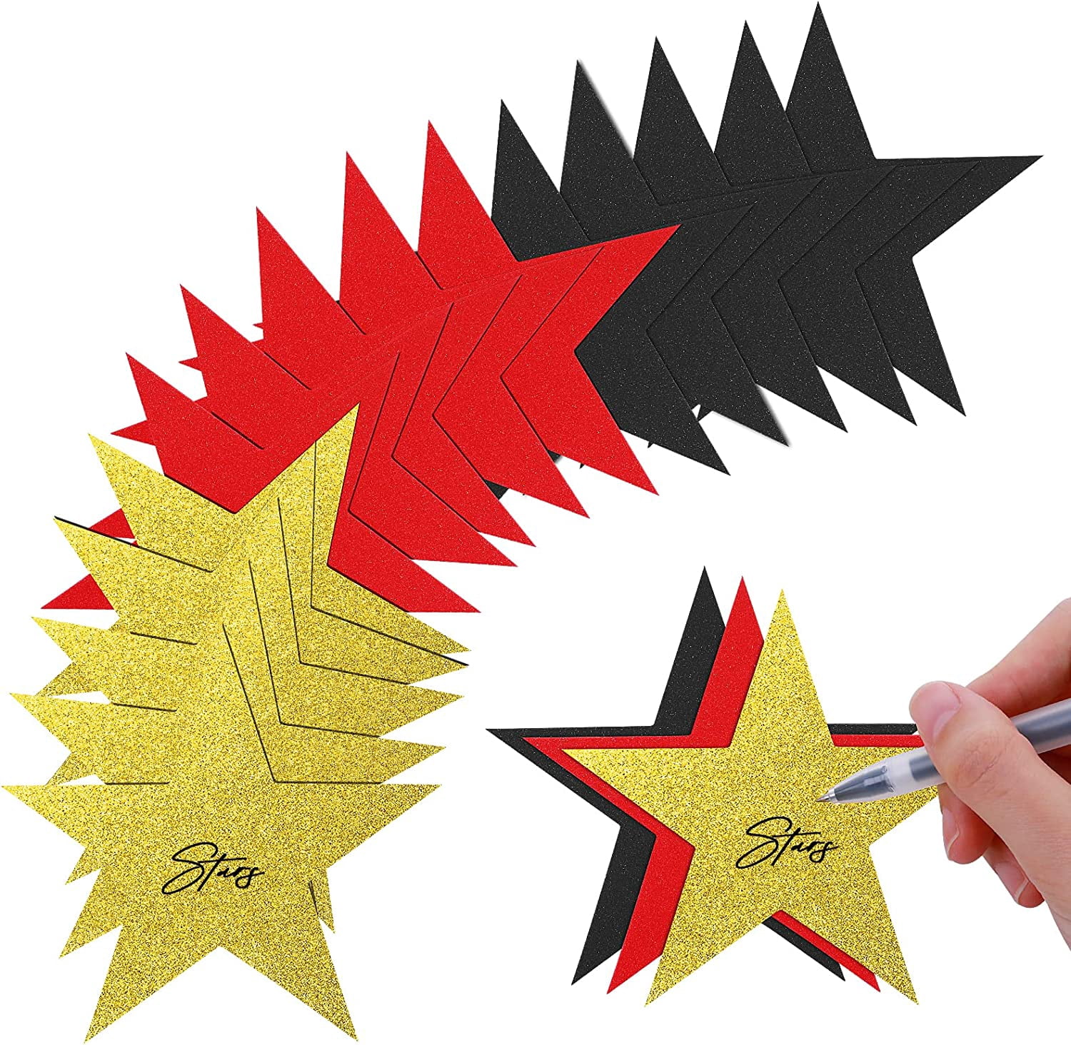 80 Pieces Glitter Star Cutouts - 6 Inch Double Printed Paper Stars ...
