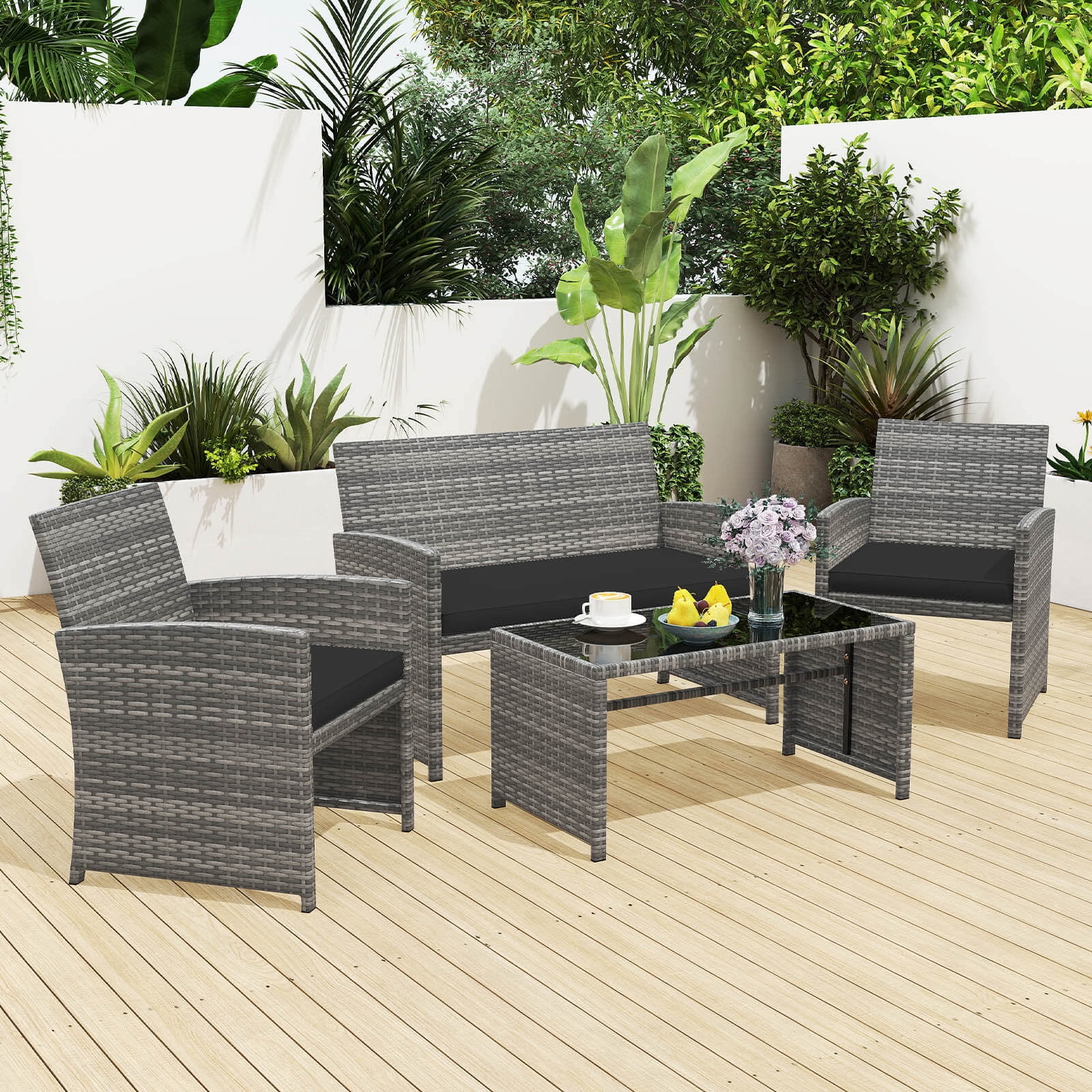 Click here for Costway 4 Pcs Patio Furniture Set With Tempered Gl... prices