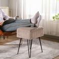 CUYOCA Vanity Stool Chair with Storage, Footstool Ottoman Faux Fur with ...
