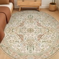 Beige 6ft Round Rug For Living Room - Flcircle Area Bedroom Home Office ...