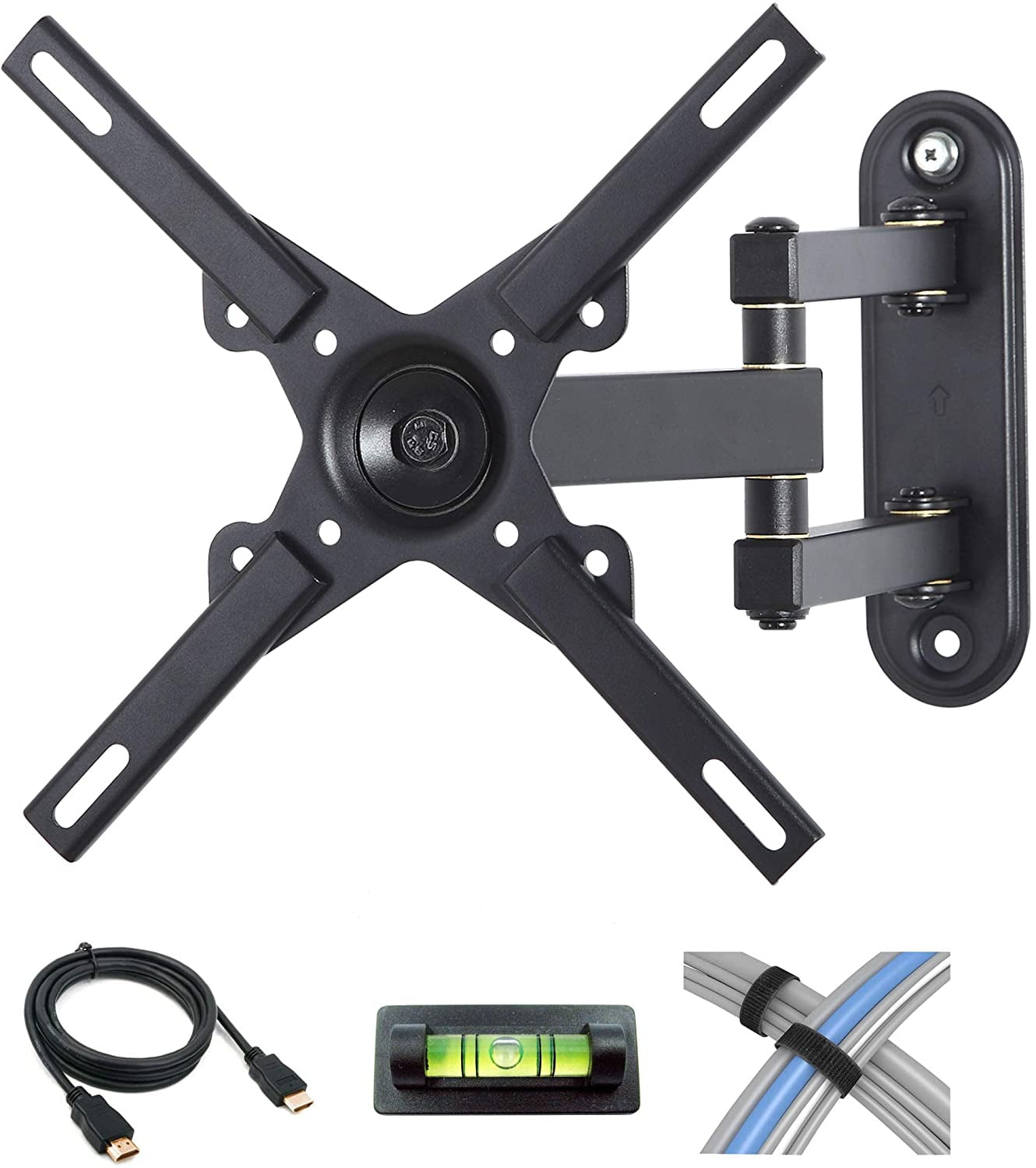 Full Motion Tilt-Swivel-Rotation TV Wall Mount for 12"-27" Flat Screen ...