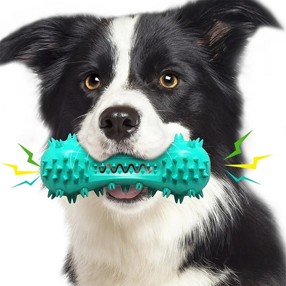 JUNWELL Dogs Indestructible Rubber Bone Toys For Aggressive Chewer Durable Tough Squeaky ...