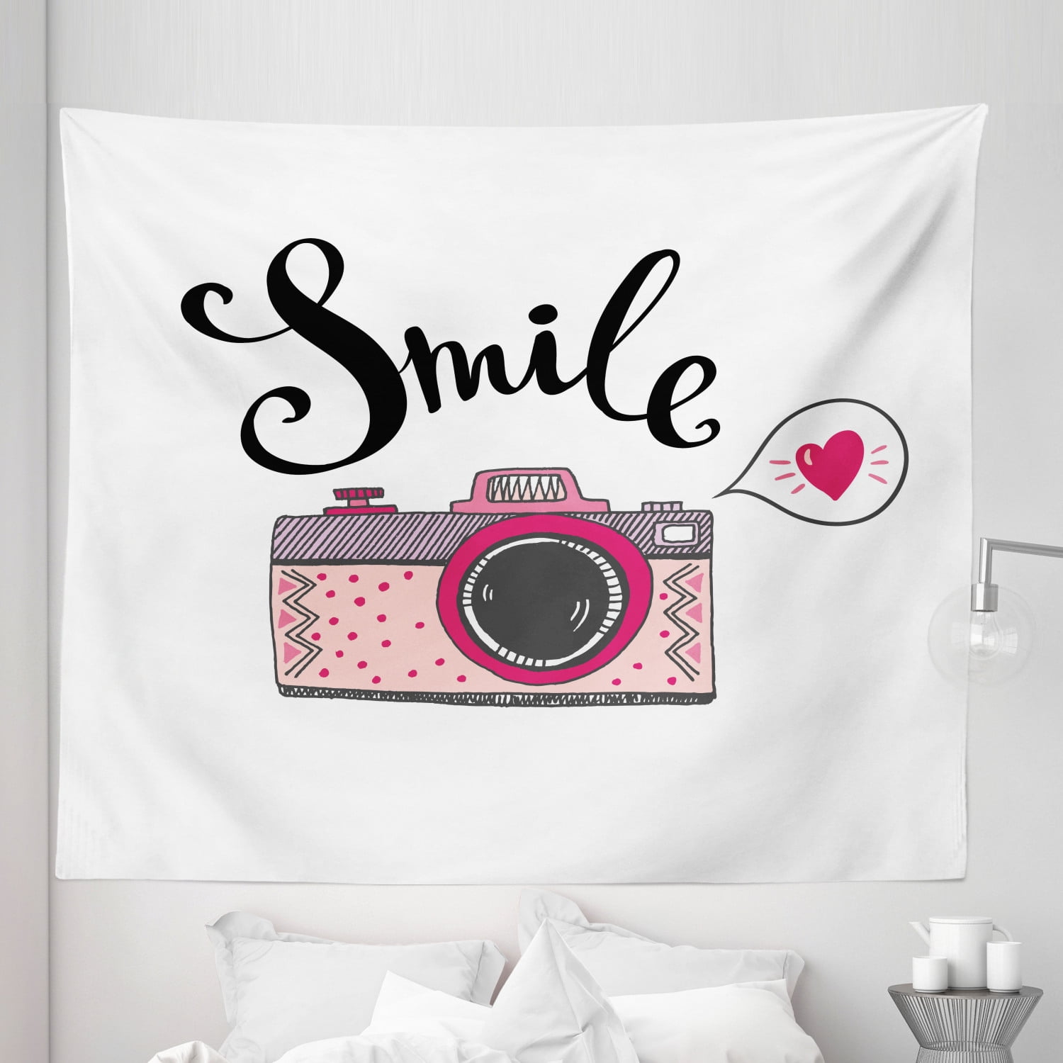 Camera Tapestry, Smile Typography with Old Fashioned Photo Device ...