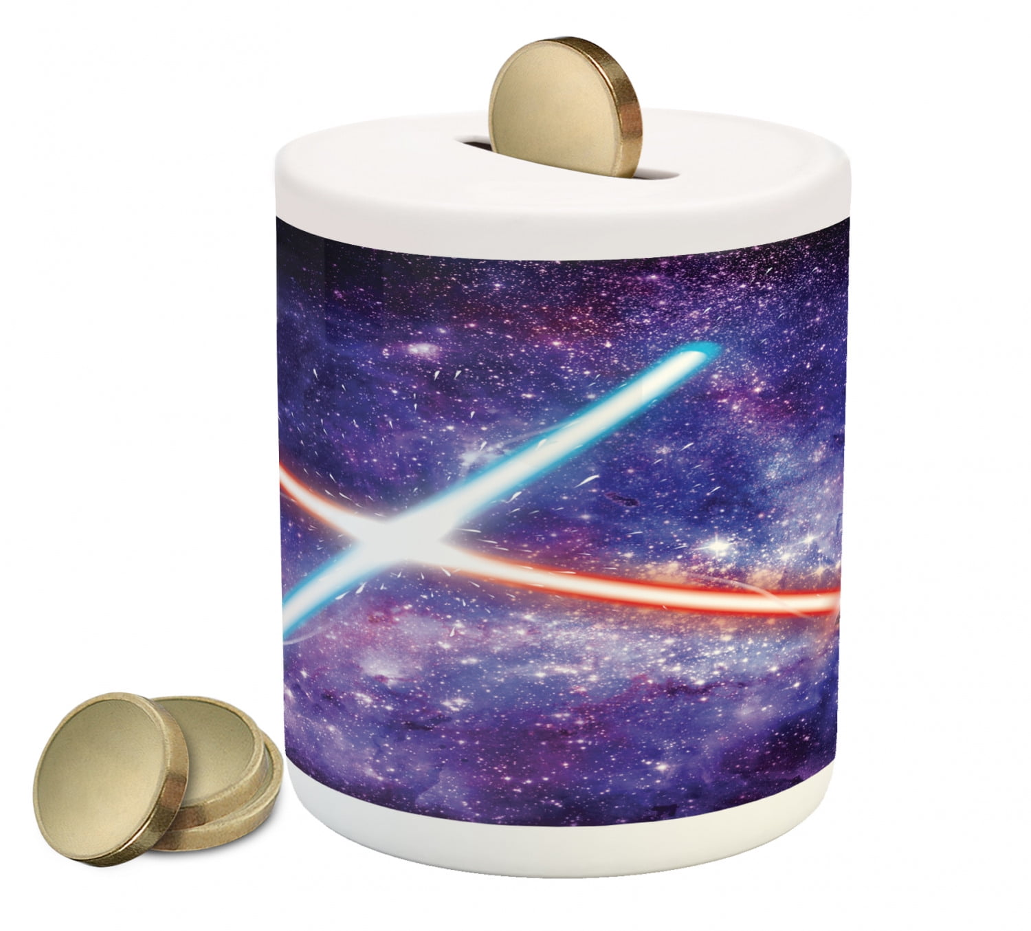 Galaxy Piggy Bank, Illustration in Starry Sky Outer Space Themed ...