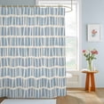 Blue Linear Checkered Shower Curtain with Hooks, Modern Abstract ...