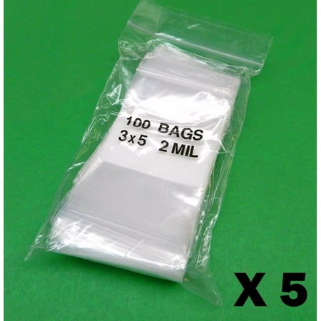 iMBAPrice 2 Mil Clear Plastic Reclosable Ziplock Bags 3x5-500bags ...