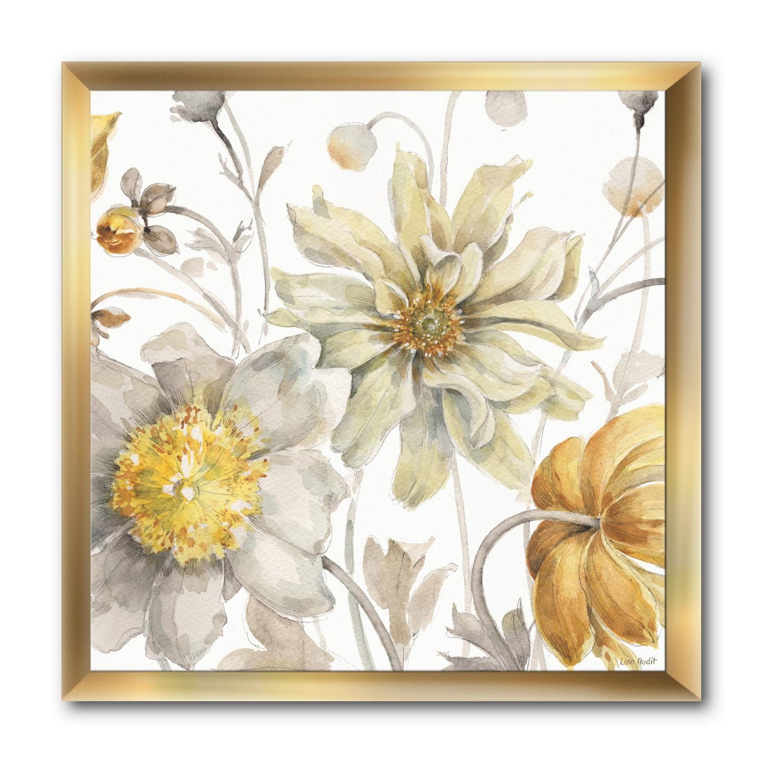 Click here for Designart Fields Of Gold Watercolor Flower V Frame... prices