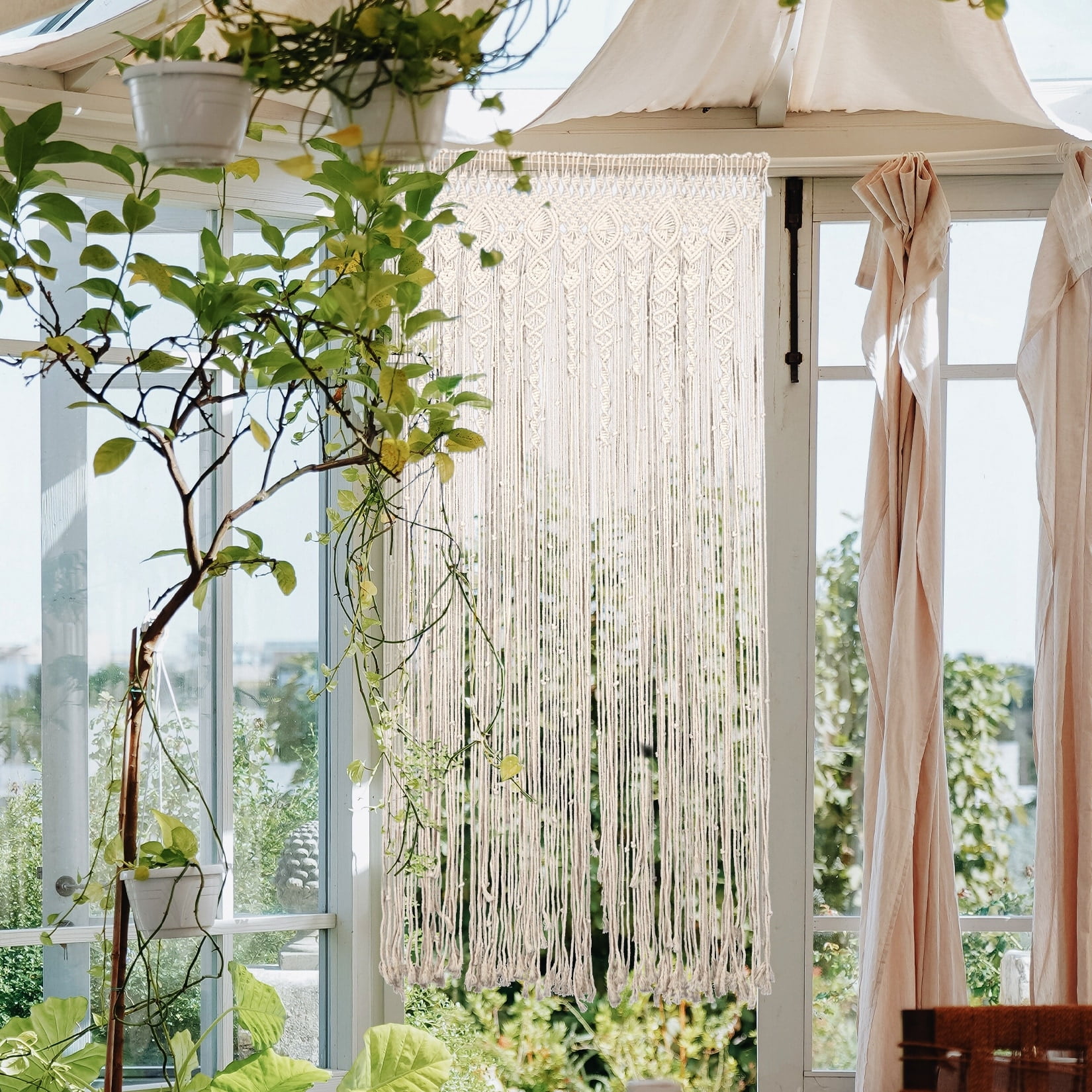 fliptrade Boho Macrame Curtain Panel Hanging Backdrop Windows/Doorway ...
