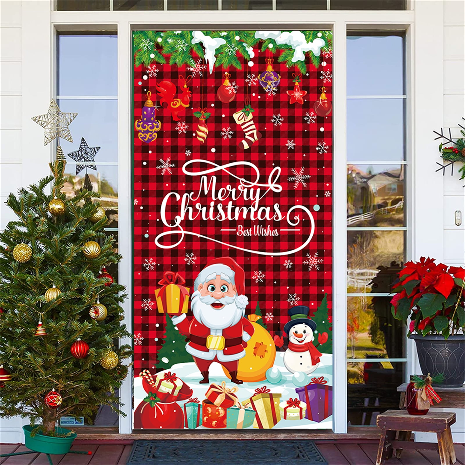 Christmas Door Decorations, Large Fabric Merry Christmas Door Hanging ...
