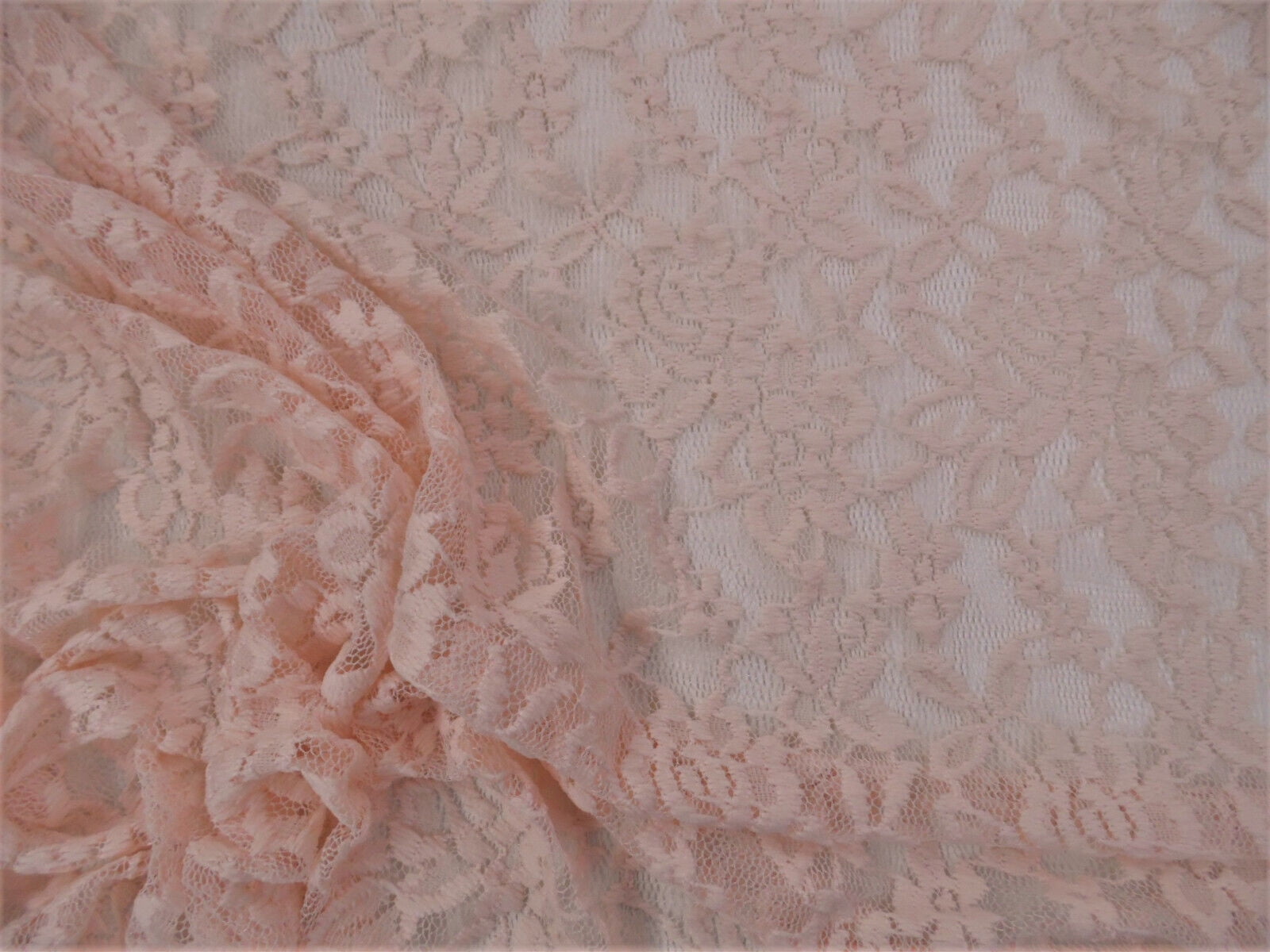 Embroidered Stretch Lace Apparel Fabric Sheer Floral Cloud Pink RR301 ...