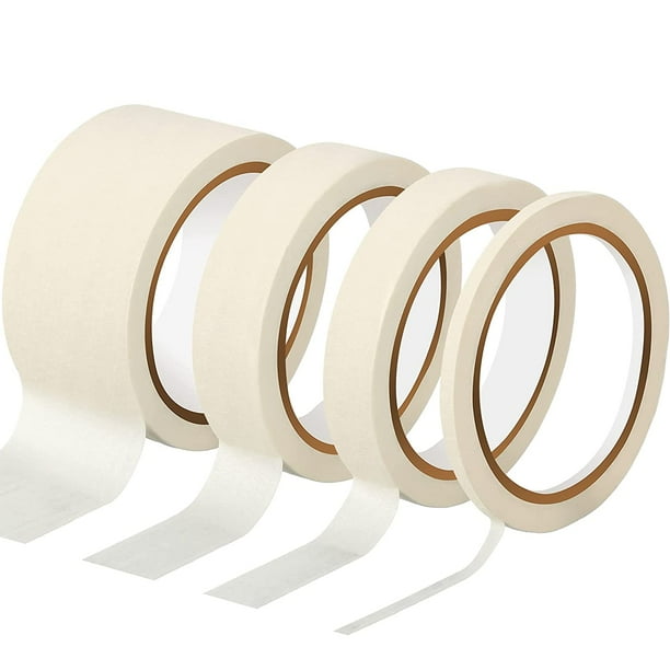 4 Rolls Basic Masking Tape 1/4, 3/4, 1 and 2 in General Purpose Masking ...