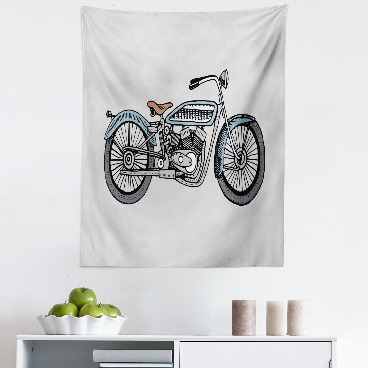 Motorcycle Tapestry, Off Road Bike Motocross Racer Theme Transportation ...