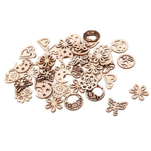 Conjunto de 2-3 Paquetes de 50 Piezas de Figuras de Madera Natural ...