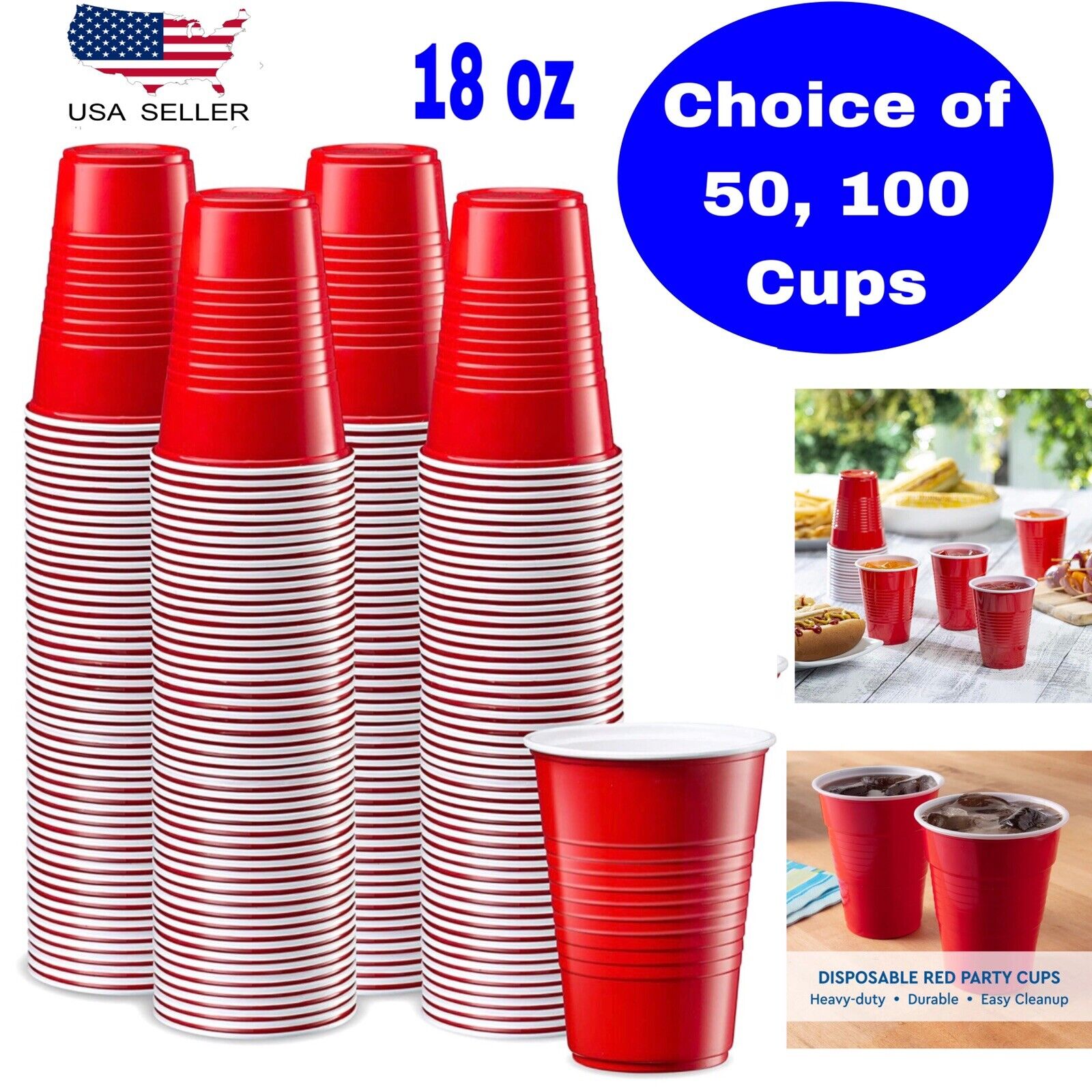 18 oz Red Cups Party Cups Heavy-Duty Plastic Cold Drinking Container ...