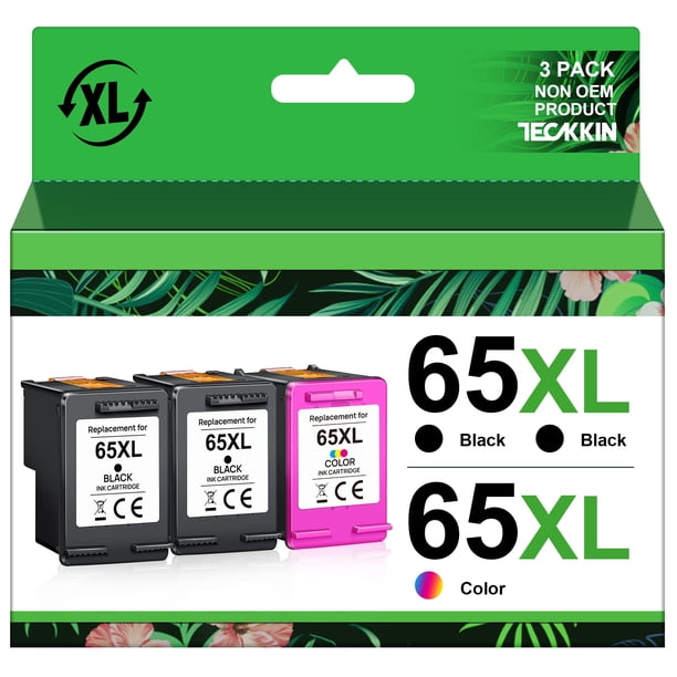 Paquete combinado de cartuchos de tinta TECKKIN 65XL en negro/color (3 ...