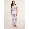 Joyspun Women's Sleep Tee and Pants Pajama Set, 2-Piece, XS-3X, Comfy ...