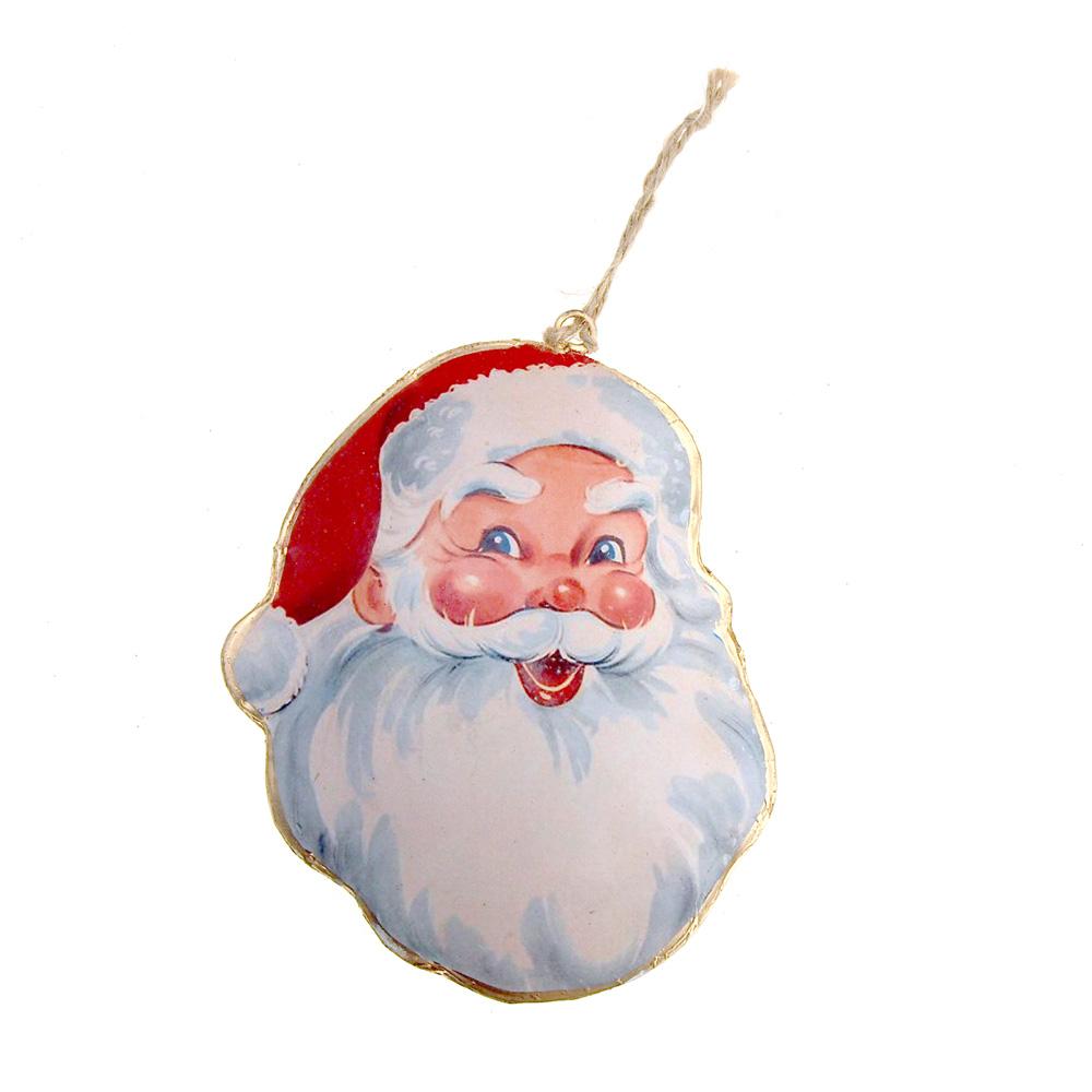 Hanging Tin Santa Smiling Christmas Tree Ornament, 6-Inch - Walmart.com