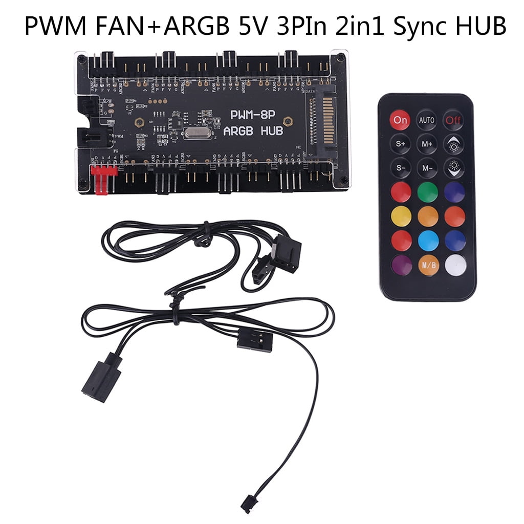 Fans & Cooling 12V 4Pin PWM & 5V 3Pin ARGB with IDE 4Pin Power 2-in-1 ...