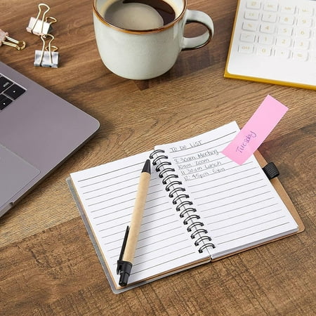Juvale Mini Kraft Spiral Notepad With Pen And Sticky Notes For Pocket ...