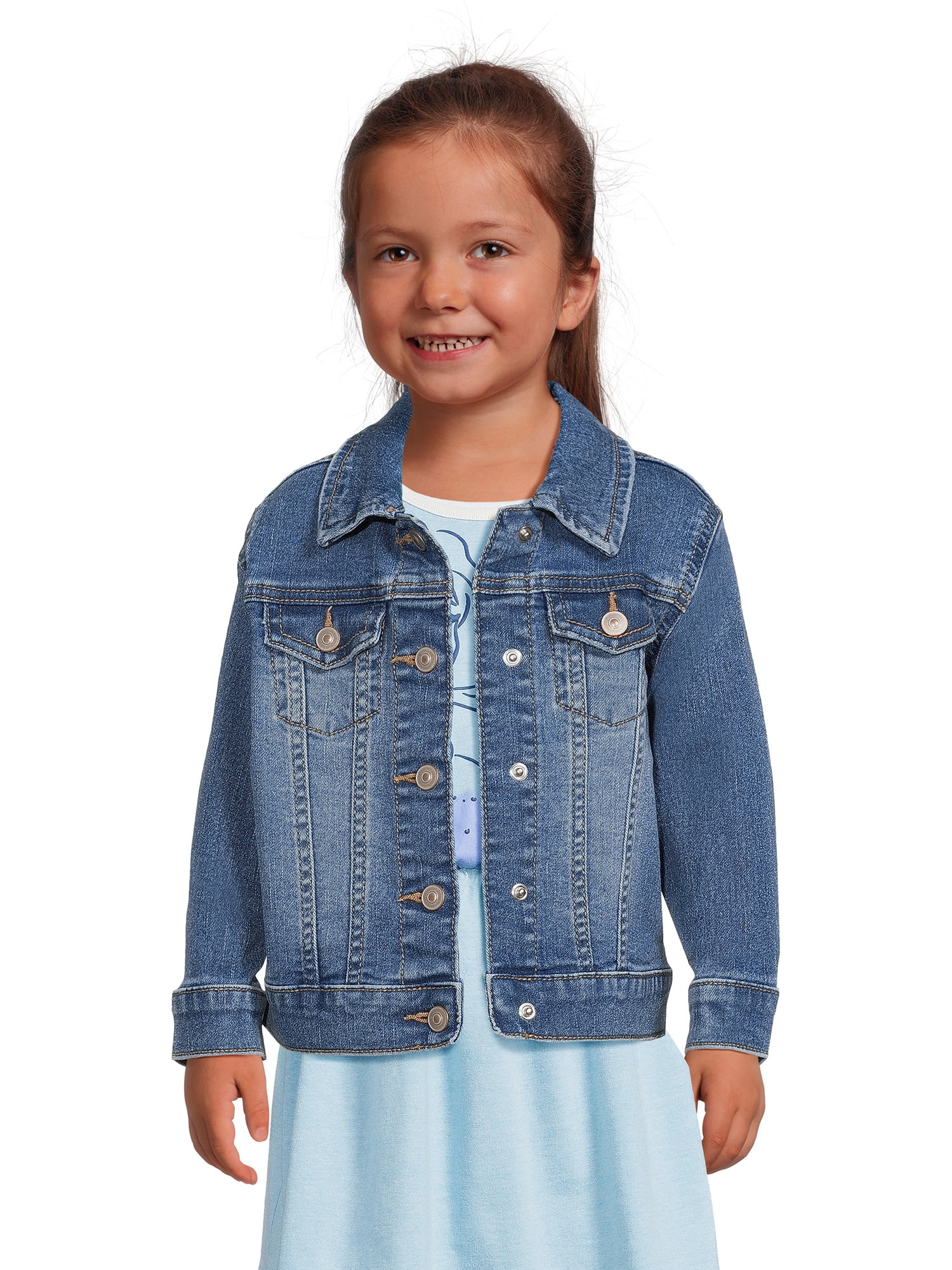 Wonder Nation Baby and Toddler Girls Denim Jacket, Sizes 12M - 5T ...
