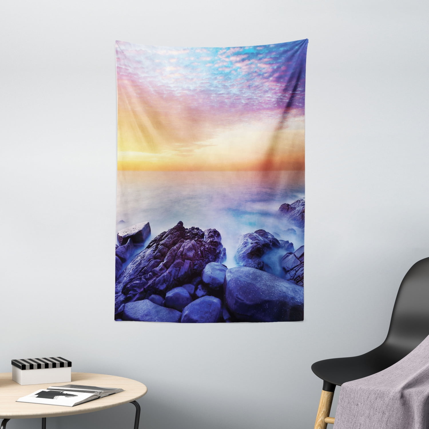 Seaside Decor Wall Hanging Tapestry, Dream Sky with Rainbow Colors in ...