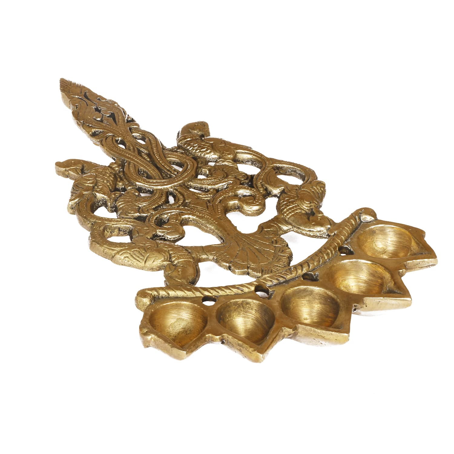 Brass World Brass Panch Aarti Diya Diya with Long Handle Decorative ...