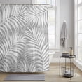 Grey Palm Leaf Shower Curtain for Bathroom, Country Coastal Tropical ...
