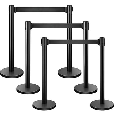 BENTISM 6PCS Red Rope Stanchion Silver Post Crowd Control Queue Line ...